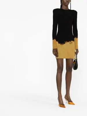 Balmain Long-sleeve Two-tone Dress