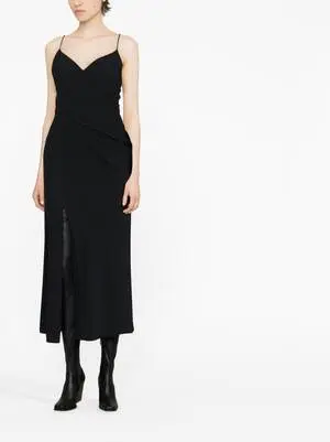 Alexander McQueen Draped Midi Dress - Black