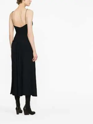 Alexander McQueen Draped Midi Dress - Black