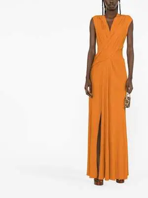 Alberta Ferretti Hooded Draped Jersey Maxi Dress