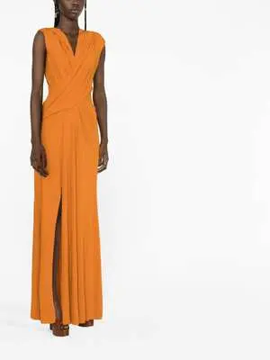 Alberta Ferretti Hooded Draped Jersey Maxi Dress