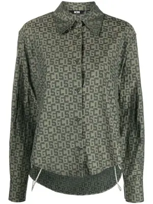Gcds Crystal-chain Monogram Shirt