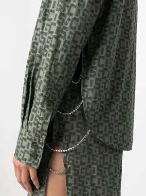 Gcds Crystal-chain Monogram Shirt