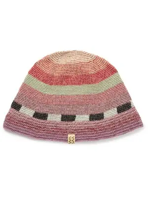 Visvim Striped Crochet-Knit Wool, Linen And Cotton-Blend Bucket