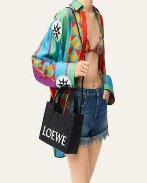 Loewe X Paula's Ibiza Small Raffia Tote Bag - Black