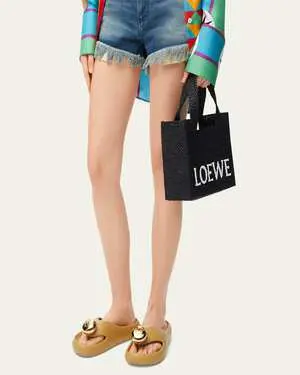 Loewe X Paula's Ibiza Small Raffia Tote Bag - Black