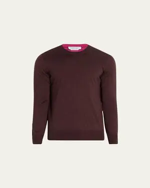 Gabriela Hearst Men's Wells Cashmere-Silk Reversible Pullover Sweater Deep Bordeauxfusc