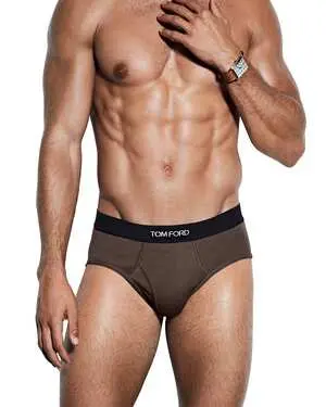 TOM FORD Men & Apos;s Jacquard Logo Cotton Briefs 216 Nude 7