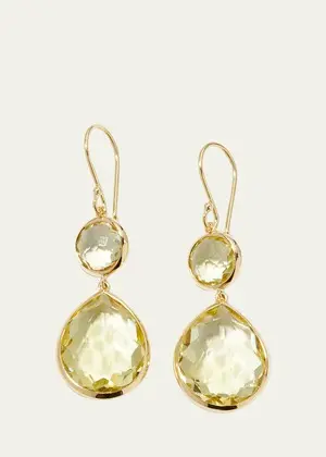 Ippolita Ippolita Rock Candy Teardrop Earrings In 18K Gold Green Citrine