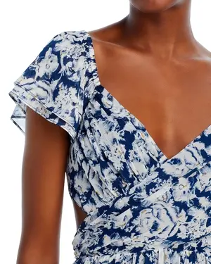 Aqua Flutter Sleeve Tiered Maxi Dress Exclusive