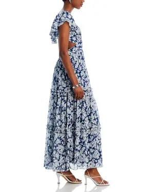 Aqua Flutter Sleeve Tiered Maxi Dress Exclusive