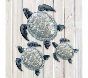 REGAL ART & GIFT Galvanized Sea Turtle Wall Dec R Set/3