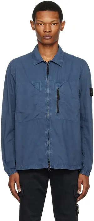 Stone Island Stone Island Navy Garment-Dyed Jacket - V0124 Dark Blue