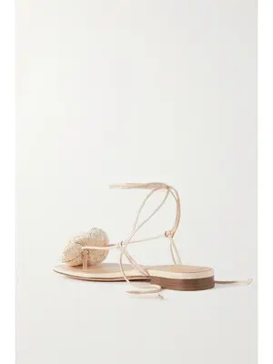 Magda Butrym Crocheted Cotton-blend And Leather Sandals - Neutrals