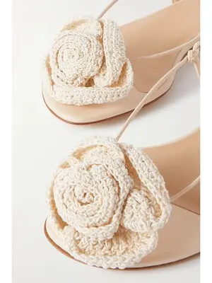 Magda Butrym Crocheted Cotton-blend And Leather Sandals - Neutrals