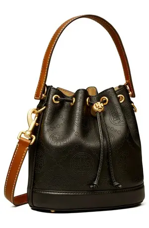 Tory Burch T Monogram Perforated Leather Bucket Bag