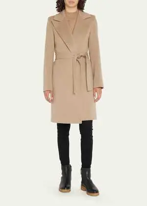 Fleurette Jade Belted Wrap Coat - Camel