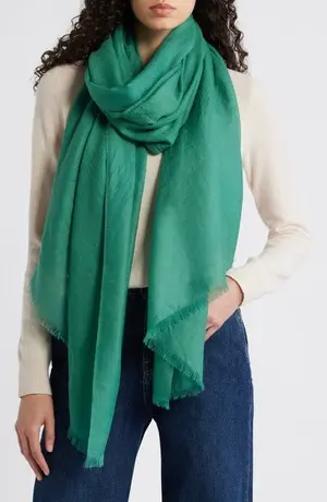 Vince Lightweight Cashmere Scarf Emerald Leaf