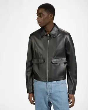 Bally Leather Patch Pocket Jacket In Black - Black