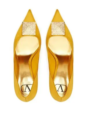 Valentino Garavani 100mm One Stud Satin Pumps - Yellow