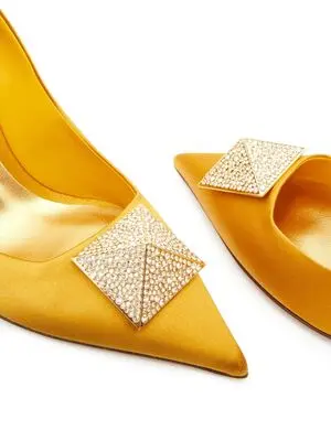 Valentino Garavani 100mm One Stud Satin Pumps - Yellow