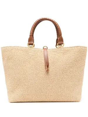 Chloé Marcie Bouclé-effect Linen Tote Bag
