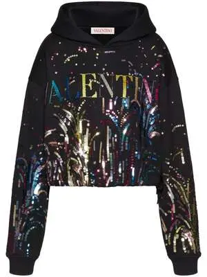 Valentino Garavani Sequin Embellished Cotton Hoodie