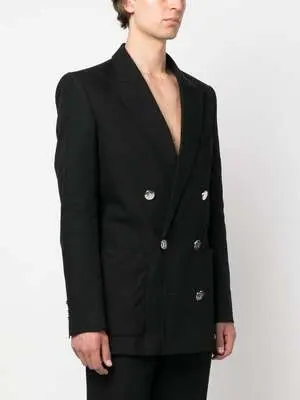 Balmain Double-breasted Cotton Blazer - Black