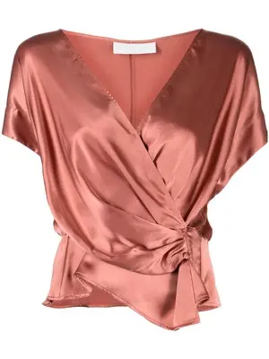 Michelle Mason Open-neck Top - Brown