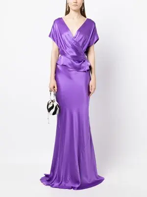 Michelle Mason Open-neck Top - Purple