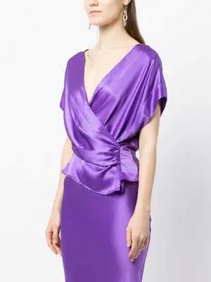 Michelle Mason Open-neck Top - Purple
