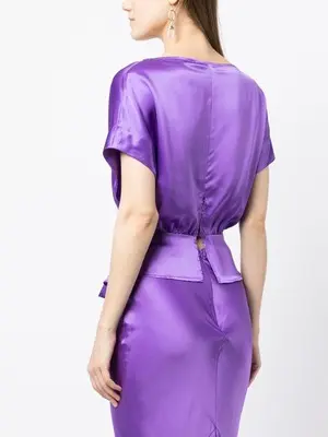 Michelle Mason Open-neck Top - Purple