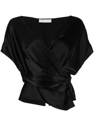 Michelle Mason Open-neck Top - Black
