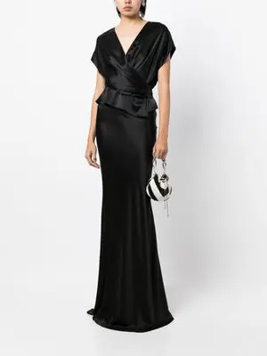 Michelle Mason Open-neck Top - Black