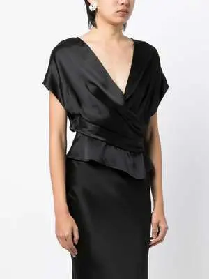 Michelle Mason Open-neck Top - Black
