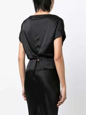 Michelle Mason Open-neck Top - Black