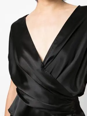 Michelle Mason Open-neck Top - Black