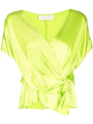 Michelle Mason Open-neck Top - Green