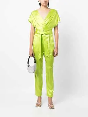 Michelle Mason Open-neck Top - Green