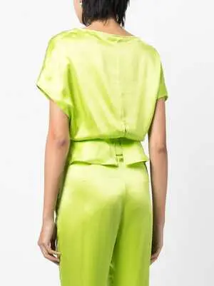 Michelle Mason Open-neck Top - Green