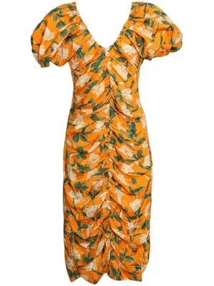 Agua Bendita Floral-print Ruched Dress