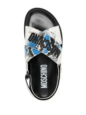 Moschino Logo-embossed Python-print Sandals