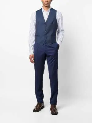 Tagliatore Virgin Wool Waistcoat - Blue