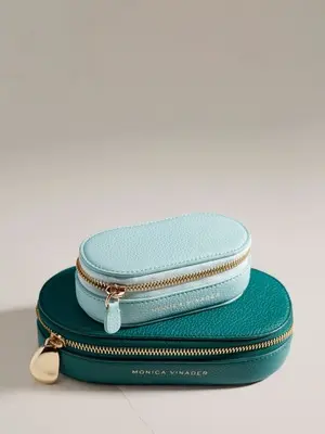 Monica Vinader Oval Pebbled-leather Jewellery Box