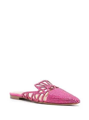 Alberta Ferretti Pointed-toe Crystal-embellished Mules