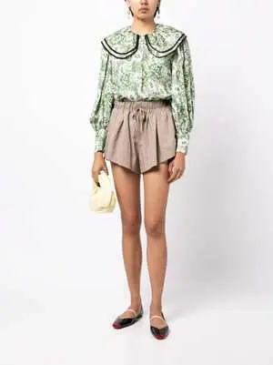 KIKA VARGAS Ruffled Drawstring Shorts