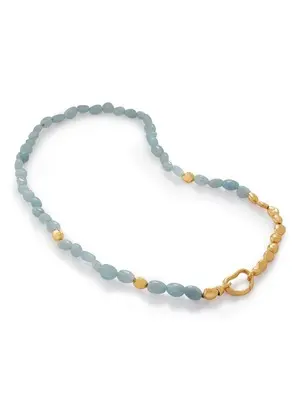Monica Vinader Rio Aquamarine Beaded Necklace - Gold