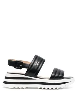 Casadei Logo-print Wedge Sandals - Black