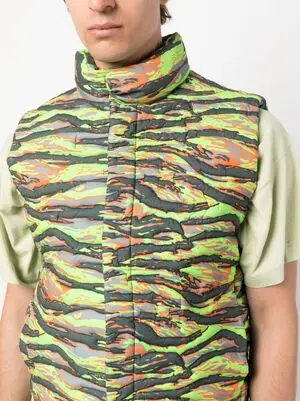 ERL Camouflage-print Quilted Puffer Gilet - Green