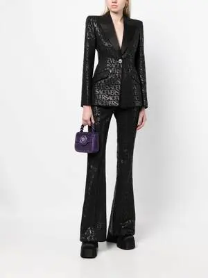 Versace Allover Logo Flared Trousers